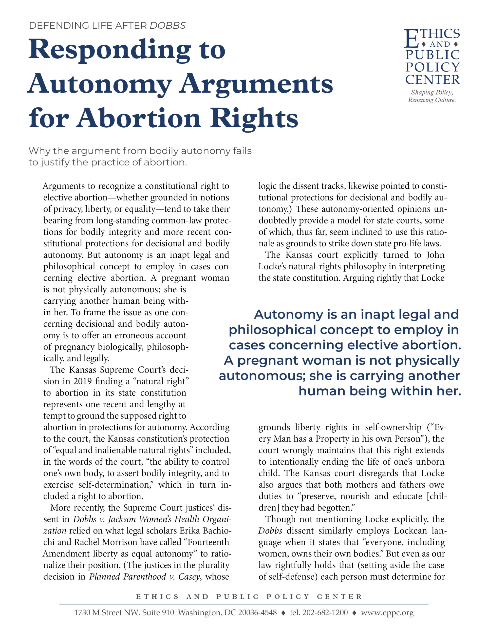 Defending Life After Dobbs - Ethics & Public Policy Center